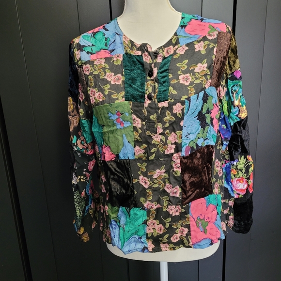 fashion fuse | Tops | Funky Vintage Y2k Fashion Fuse Boho Patchwork ...
